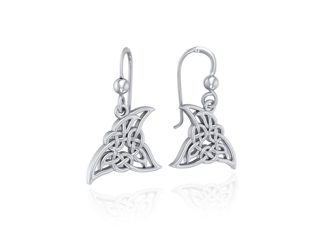 Shark Fin Celtic Knot Sterling Silver Dangle Earrings Jewelry Trends - Etsy