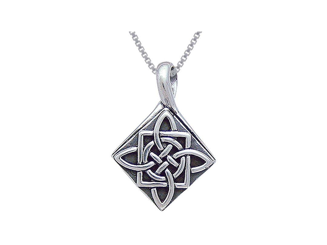 Celtic Four Point Quaternary Knot Sterling Silver Pendant Necklace 18 ...