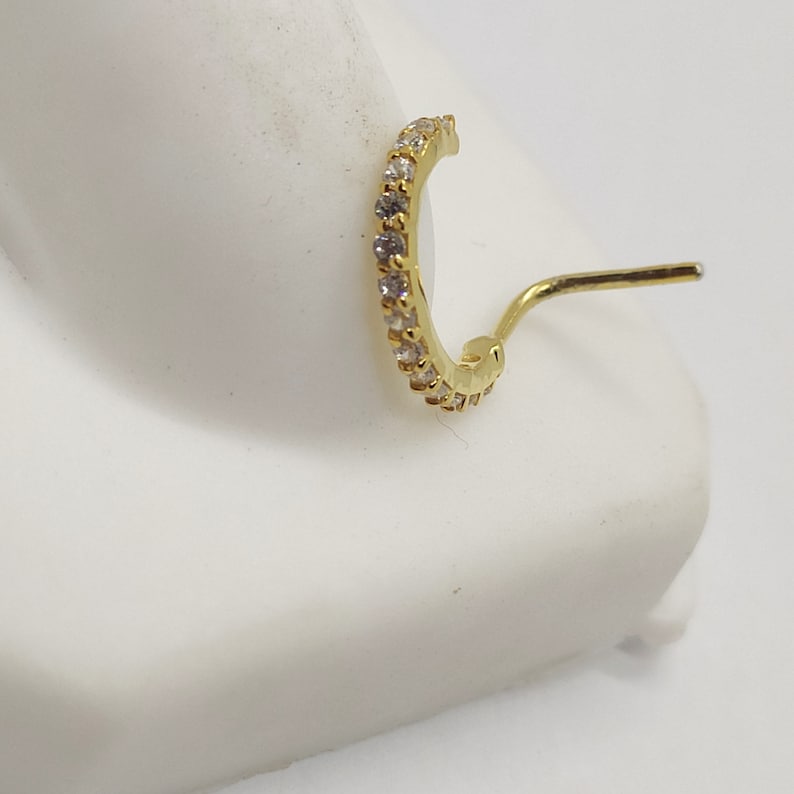 18K Yellow Gold Solid Sterling Silver L-Shape Nose Ring Stud | Etsy