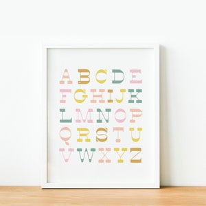 Pastel Alphabet Wall Art Printable Typography Art Poster | Etsy
