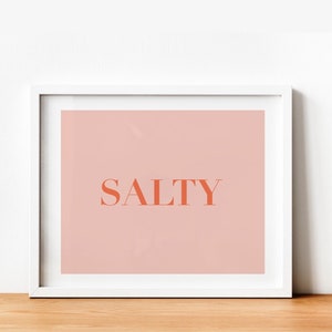 SALTY Downloadable Sarcastic Slang Typography Poster in Blush - Etsy