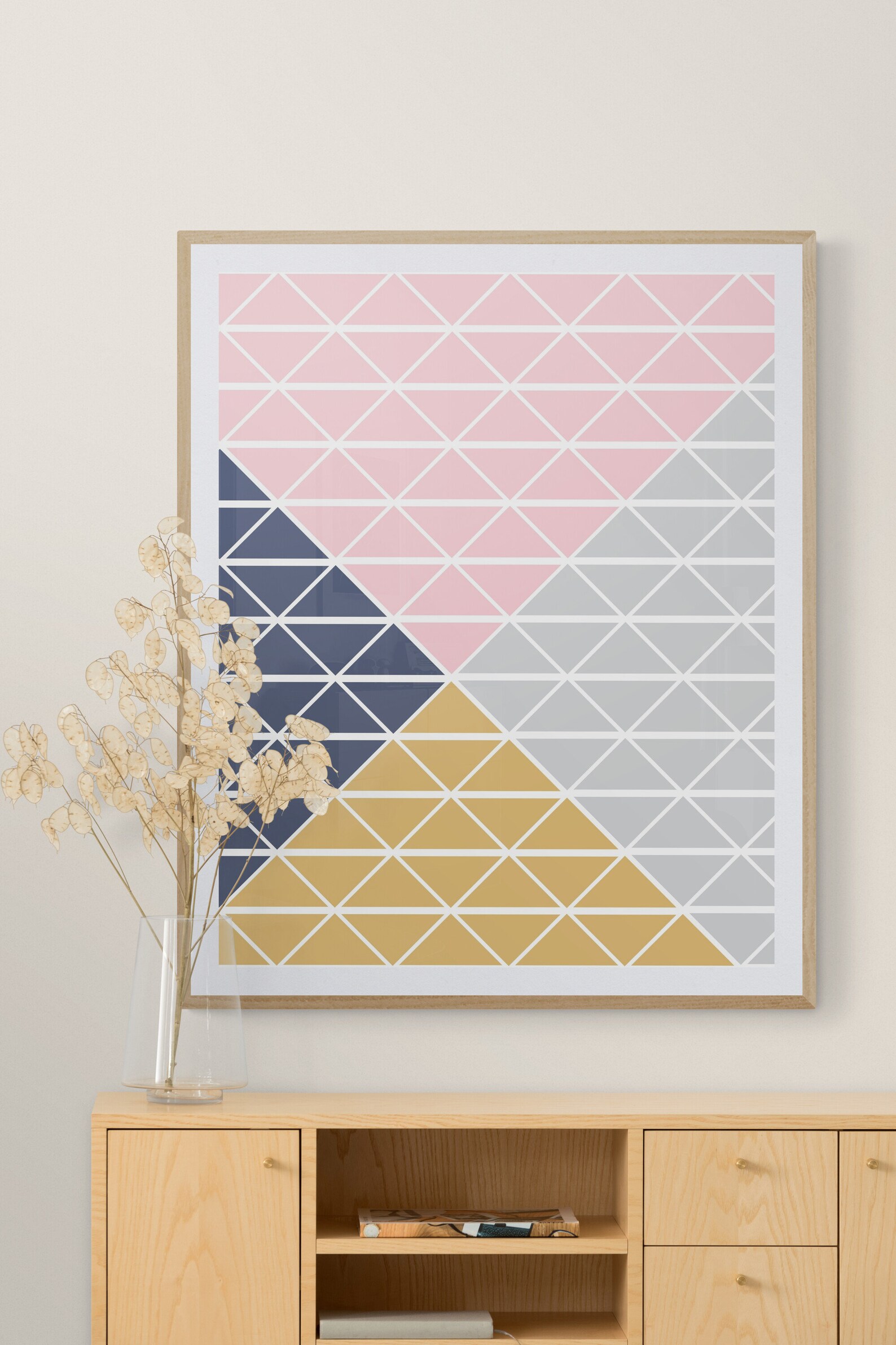 Colorful Geometric Shapes Printable Wall Art Pink Blue - Etsy