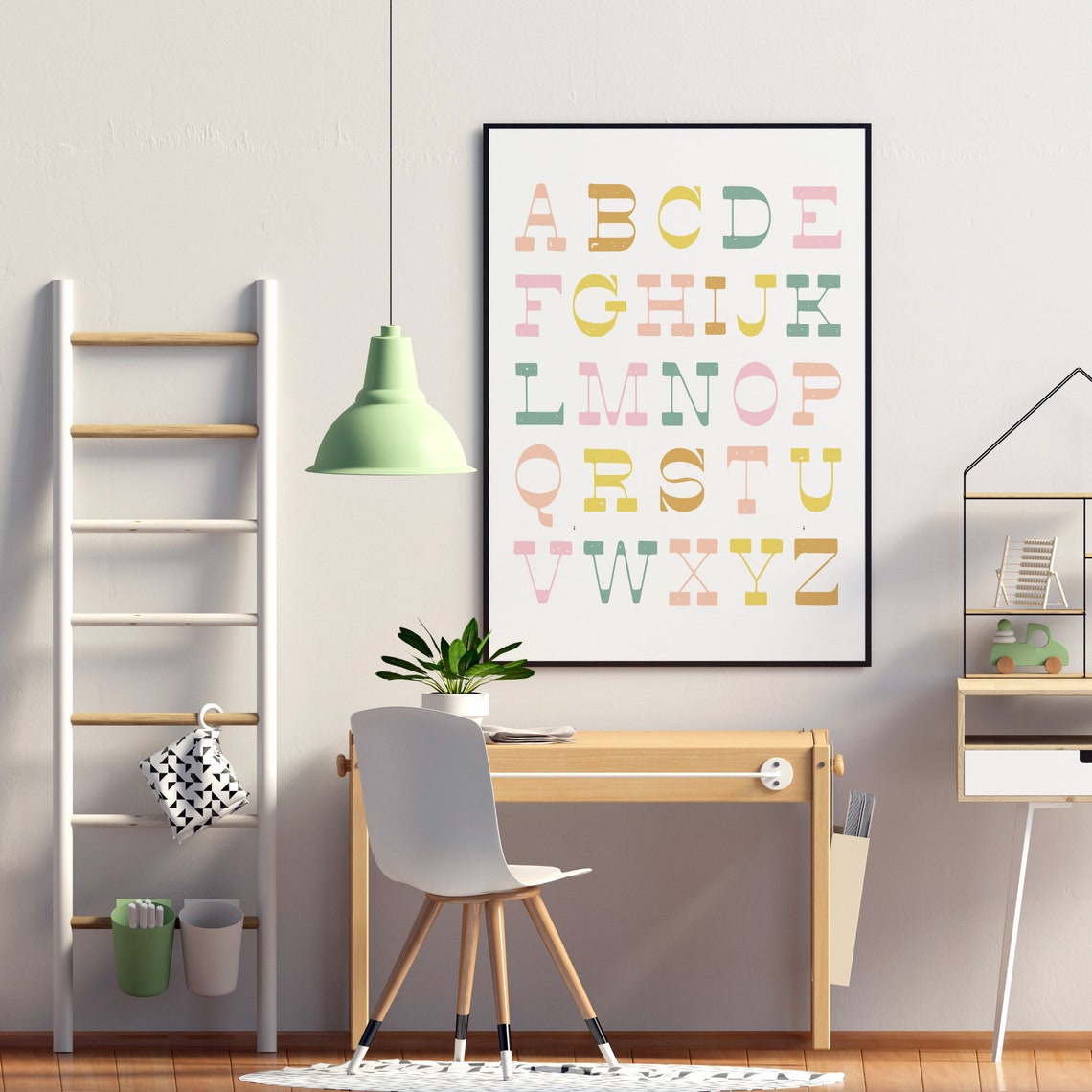 Pastel Alphabet Wall Art Printable Typography Art Poster | Etsy