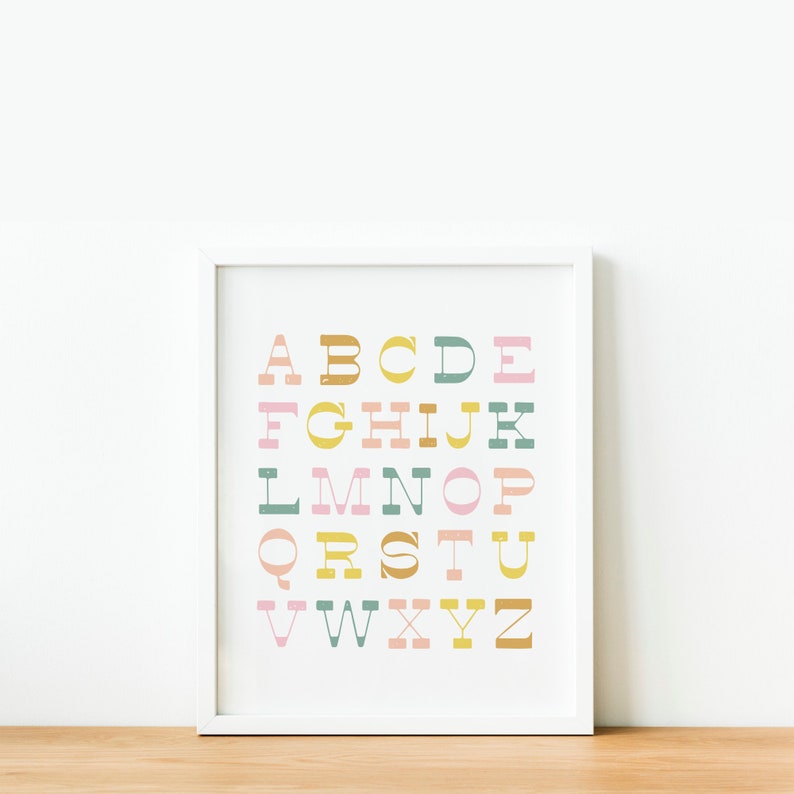 Pastel Alphabet Wall Art Printable Typography Art Poster | Etsy