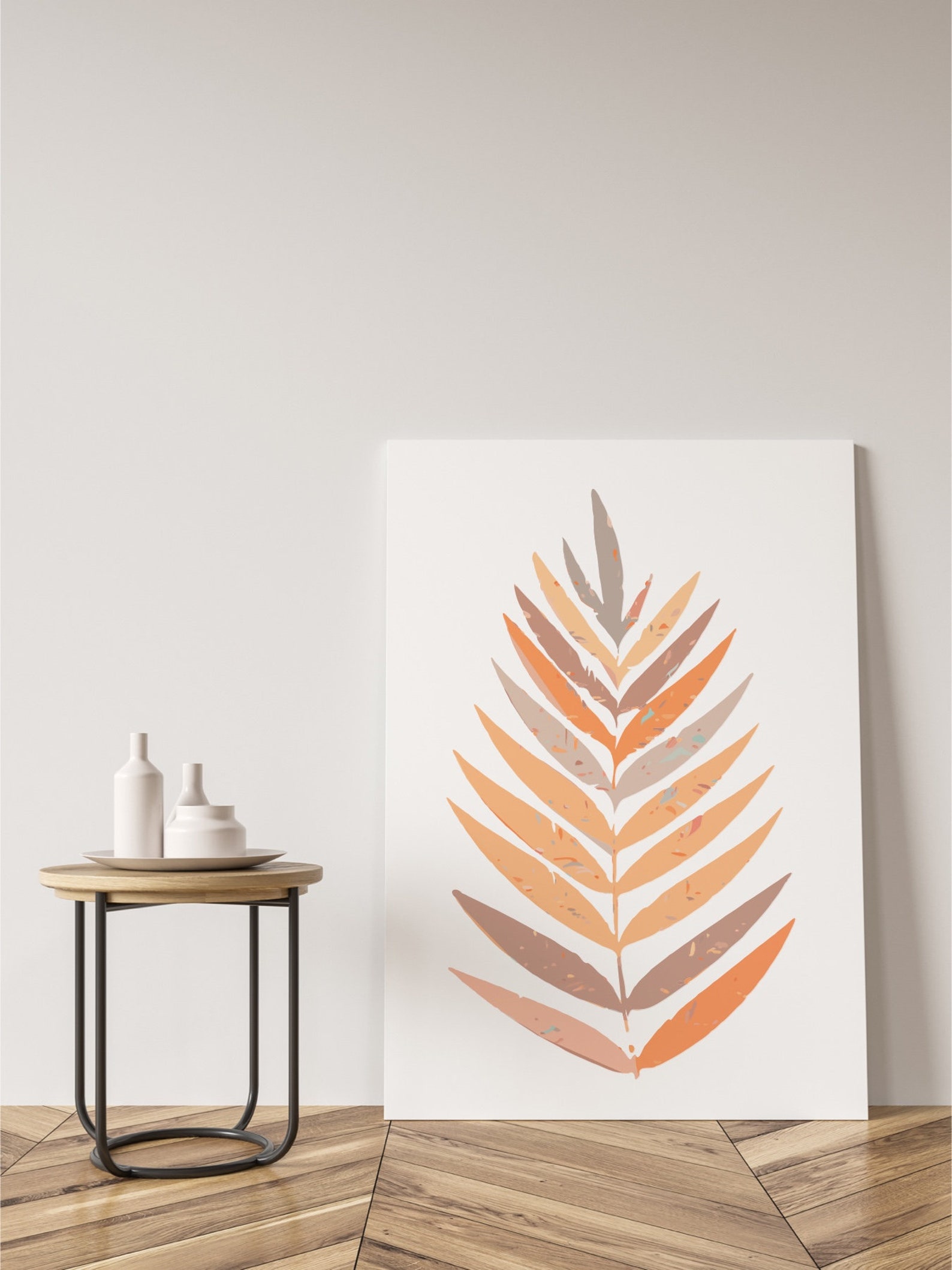 Downloadable Botanical Palm Frond Painted in Fall Colors | Etsy