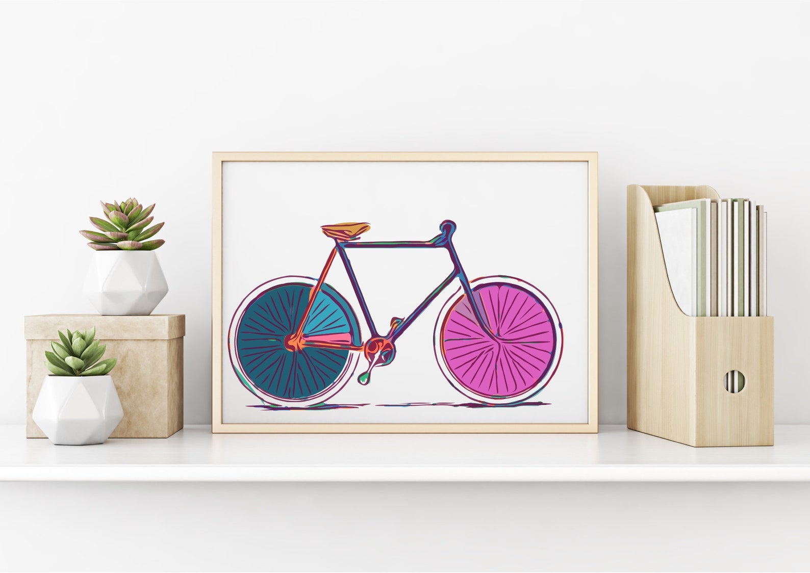 Colorful Bike Illustration Poster Bicycle Drawing Wall Art | Etsy
