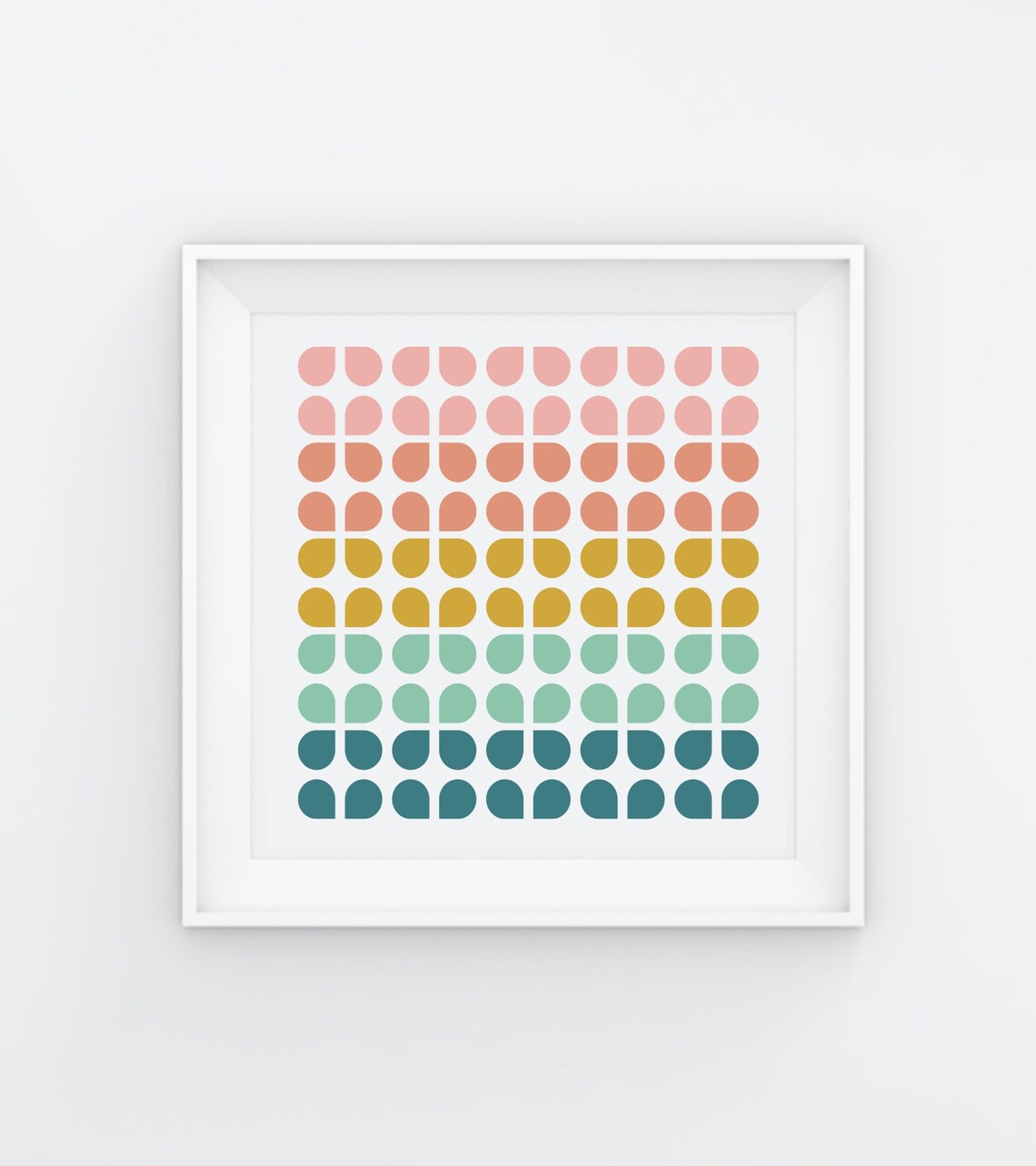 Geometric Retro Cute Poster in Modern Colors Square Print | Etsy