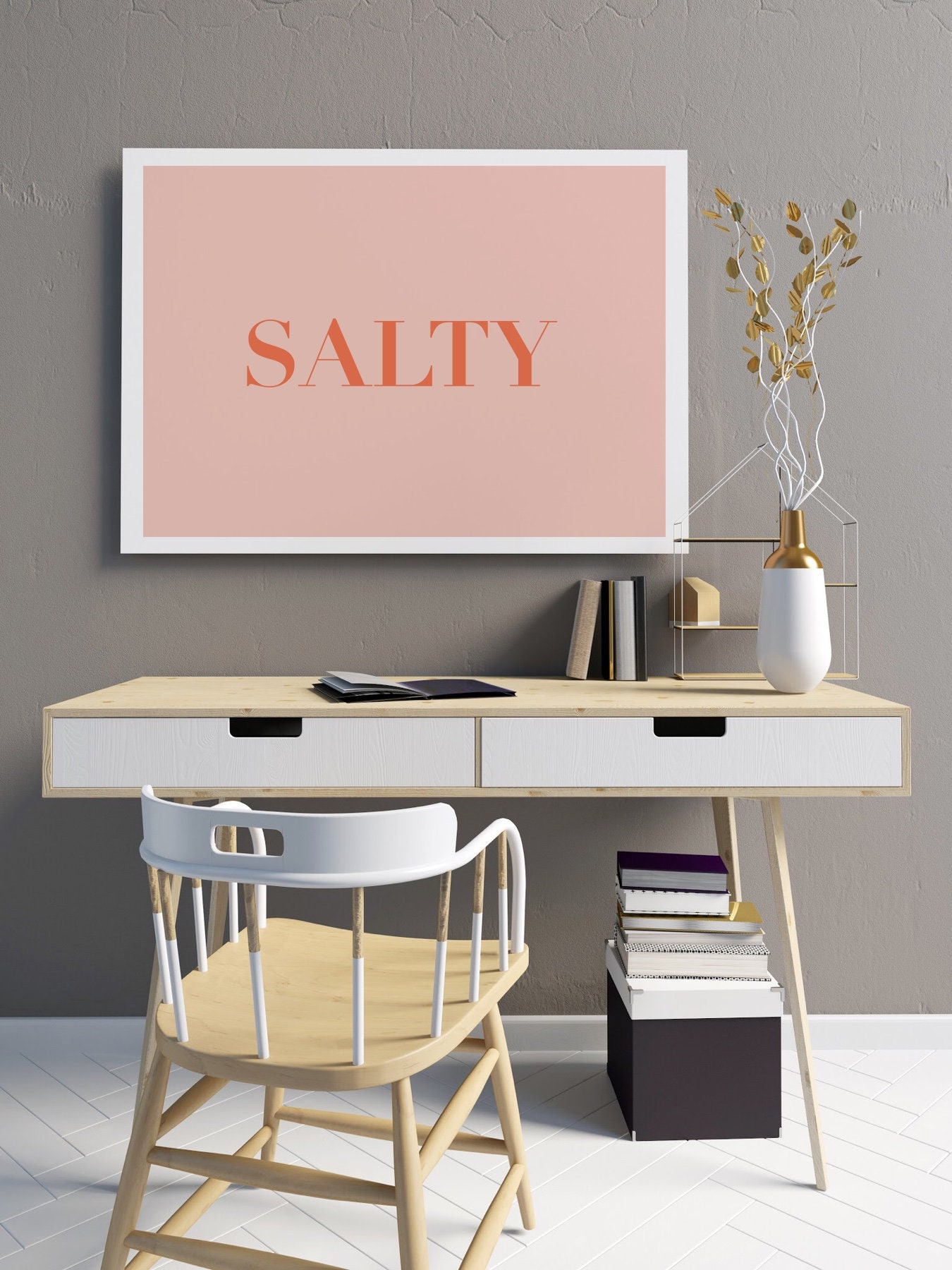 SALTY Downloadable Sarcastic Slang Typography Poster in Blush | Etsy