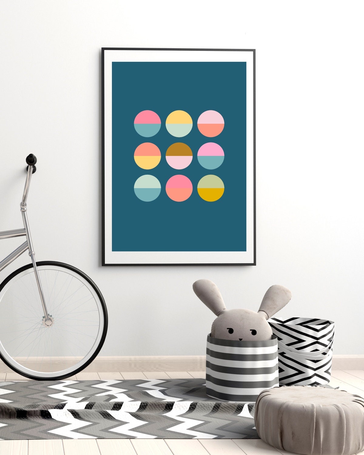Colorful Half Circles Geometric Art Poster Gender Neutral | Etsy