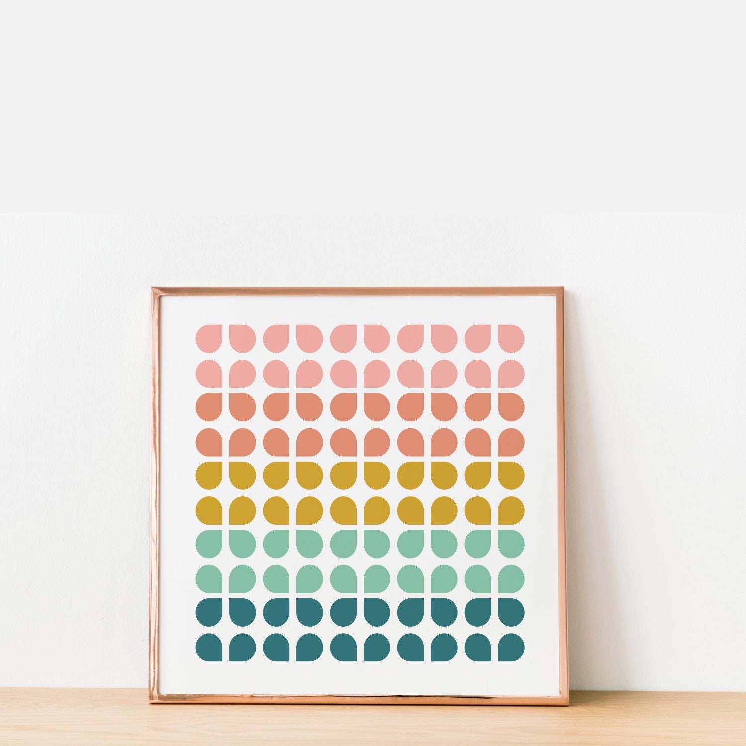 Geometric Retro Cute Poster in Modern Colors Square Print | Etsy