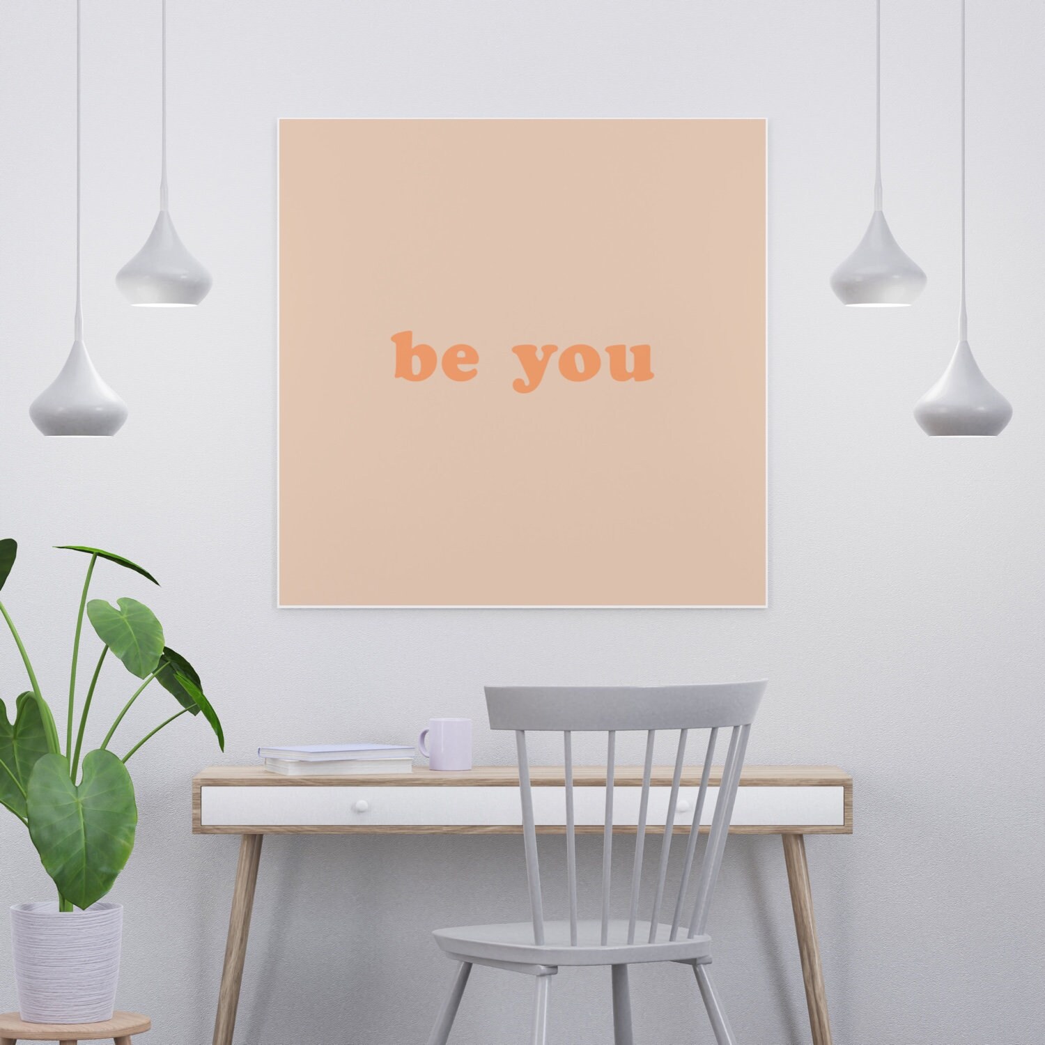 Be You Inspirational Poster in Orange and Peach Instant | Etsy