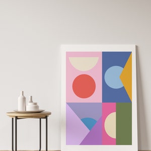 Colorful Mid Century Modern Geometric Printable Wall Art, Instant ...