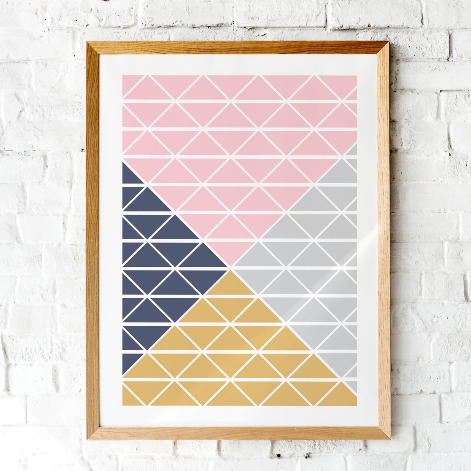Colorful Geometric Shapes Printable Wall Art Pink Blue - Etsy