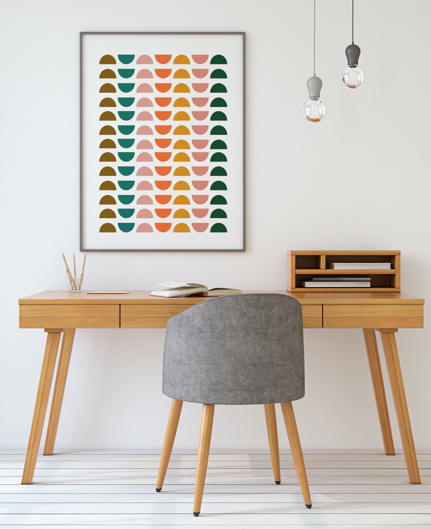 Mid Century Modern Art With Geometric Shapes in Retro 70s - Etsy