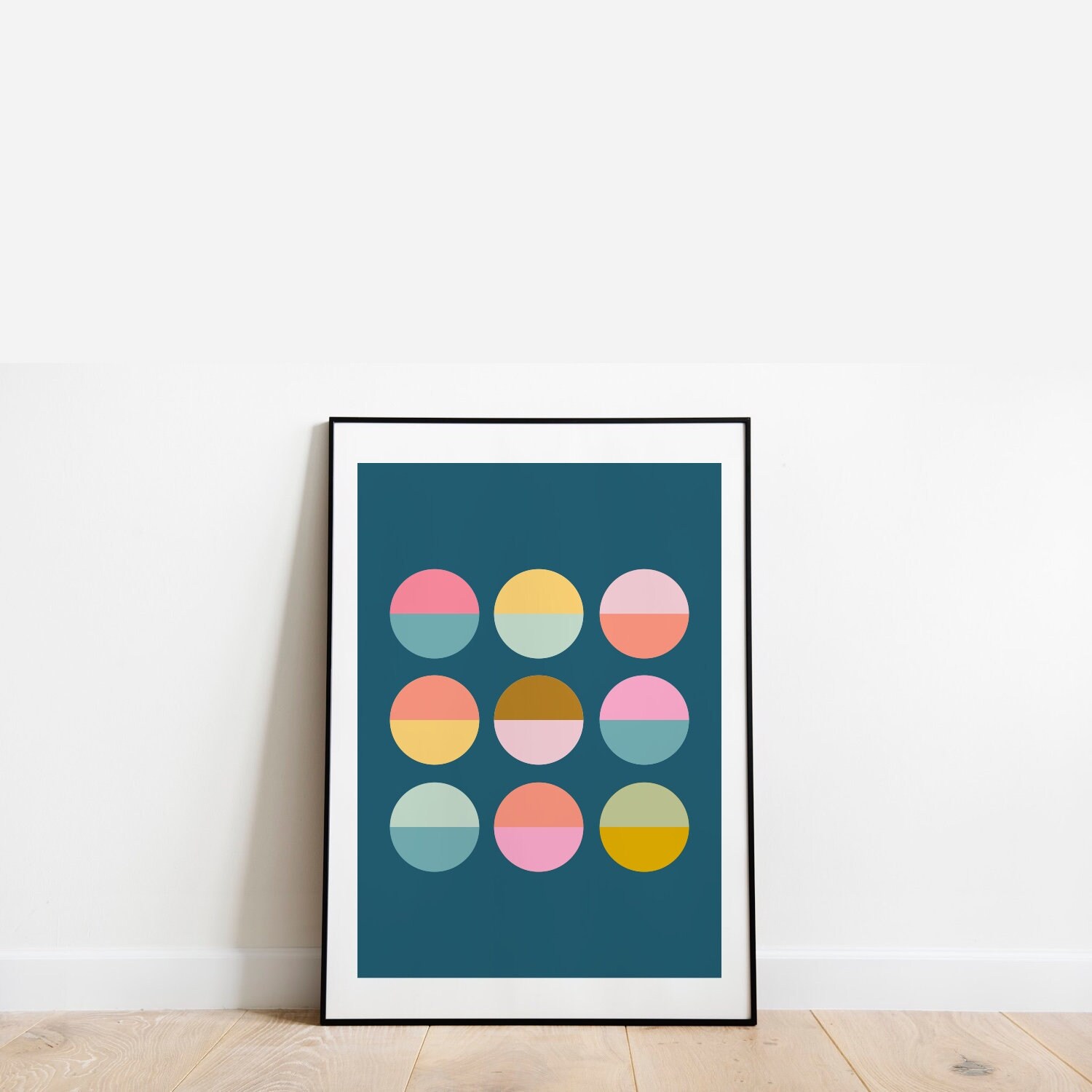 Colorful Half Circles Geometric Art Poster Gender Neutral | Etsy