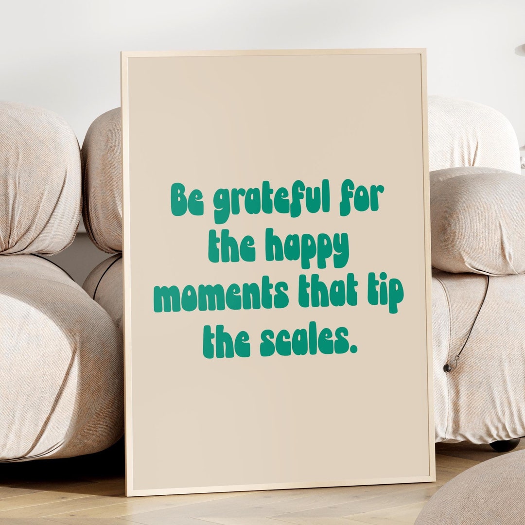 Gratitude Quote Wall Art Print, Minimalist Retro Typography Decor ...