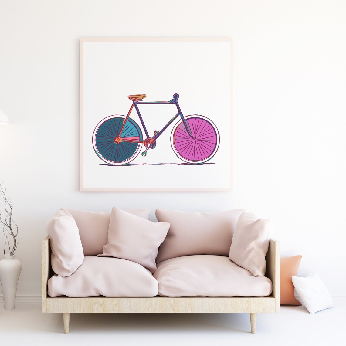 Colorful Bike Illustration Poster Bicycle Drawing Wall Art | Etsy