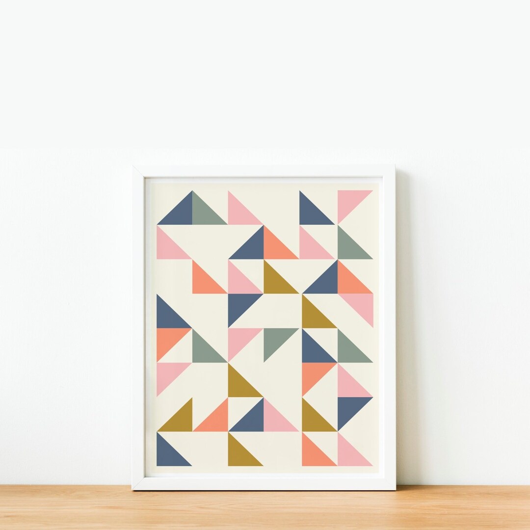 Colorful Modern Minimalist Geometric Triangle Design Poster, Instant ...