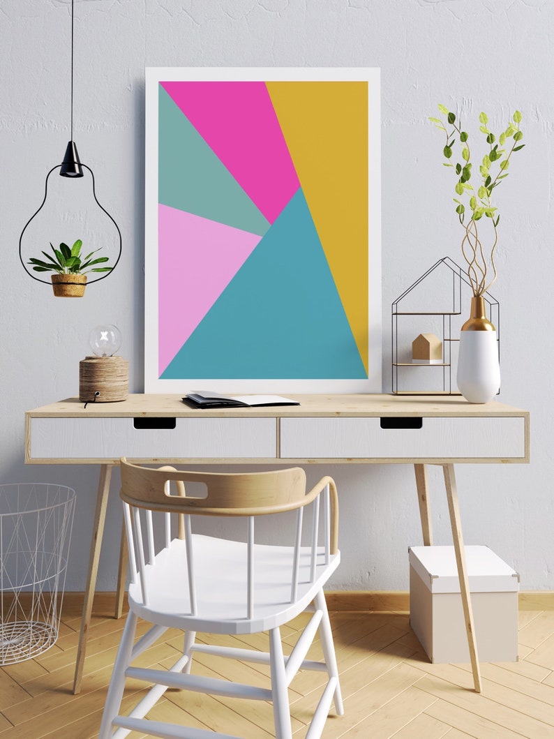 Color Block Poster Colorful Happy Abstract Sunburst | Etsy