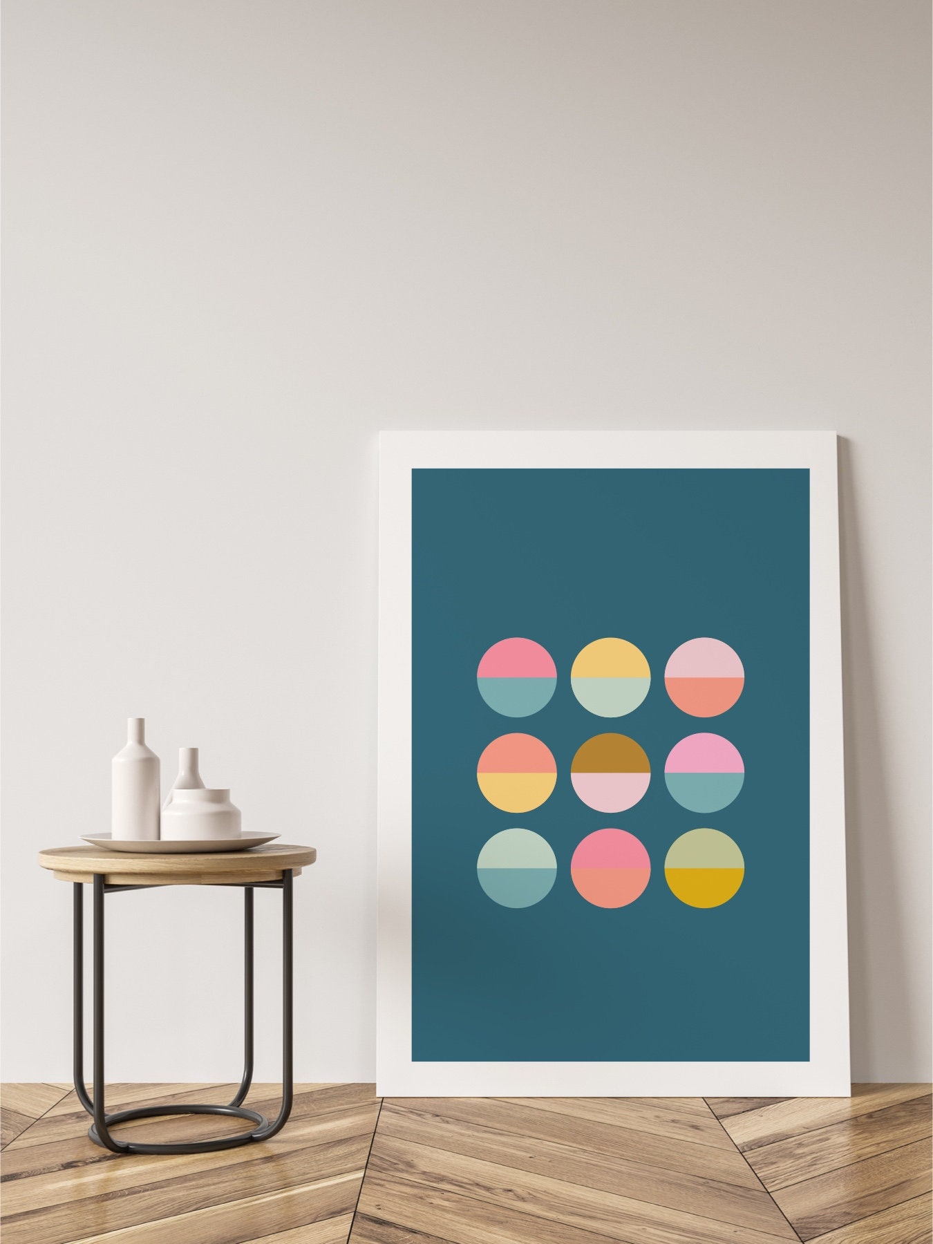 Colorful Half Circles Geometric Art Poster Gender Neutral | Etsy