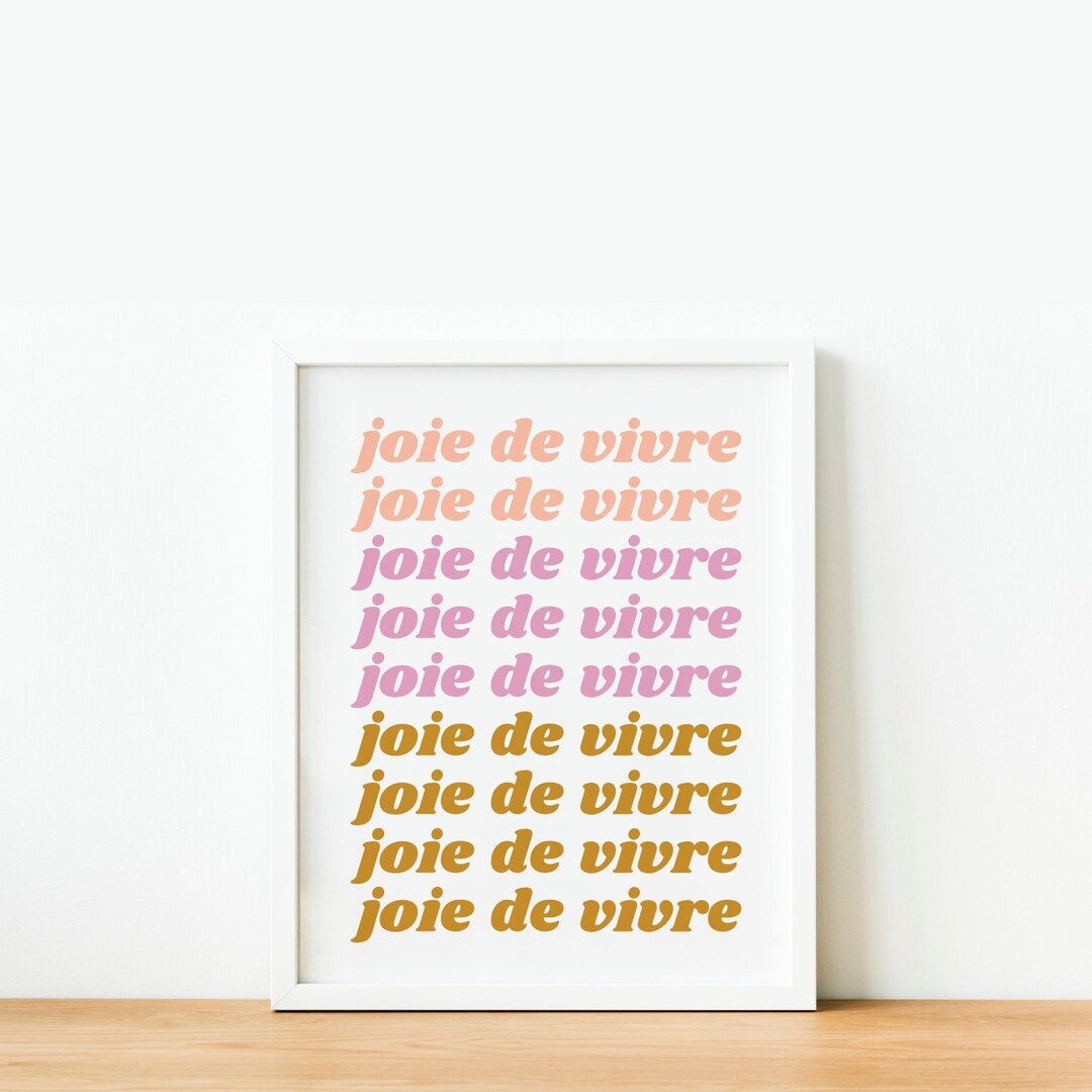 Joie De Vivre Printable Wall Art, Pastel Pink and Yellow Gold Retro ...
