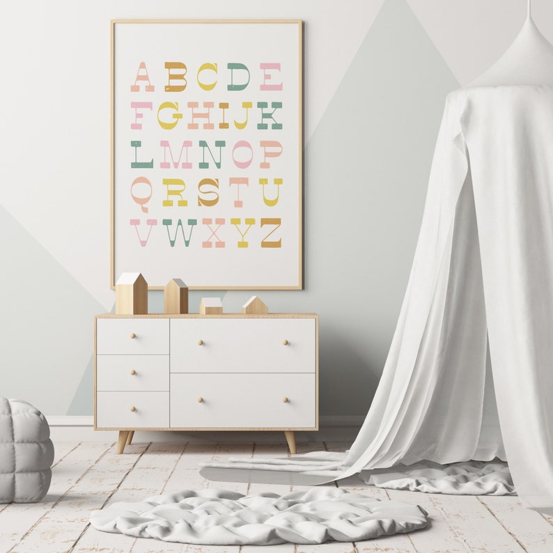 Pastel Alphabet Wall Art Printable Typography Art Poster | Etsy