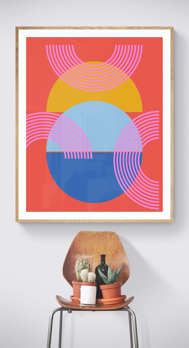 Bold Retro Mid Century Modern Poster Download Downloadable | Etsy