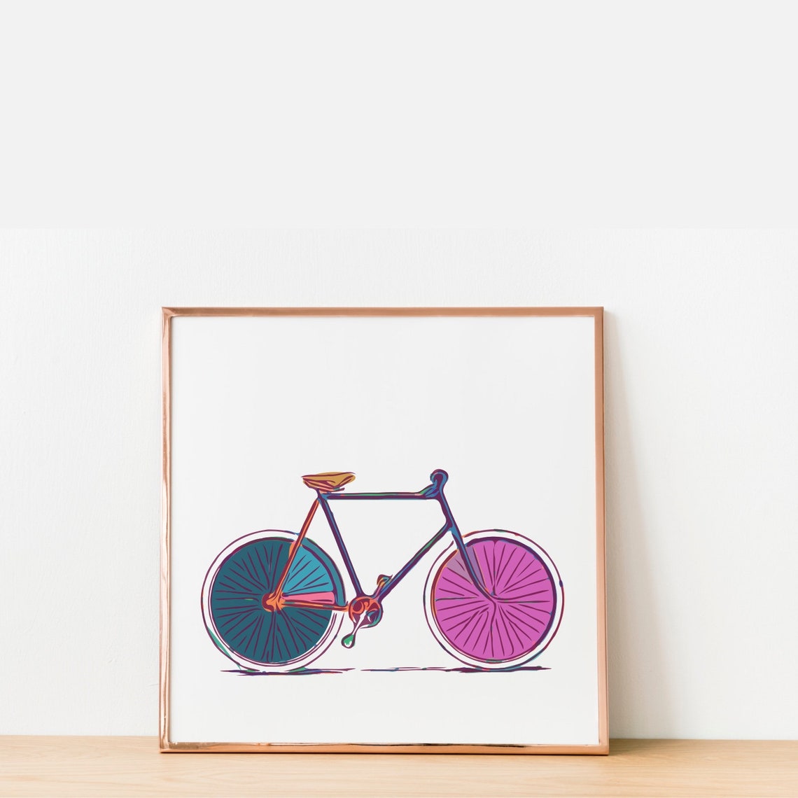 Colorful Bike Illustration Poster Bicycle Drawing Wall Art | Etsy