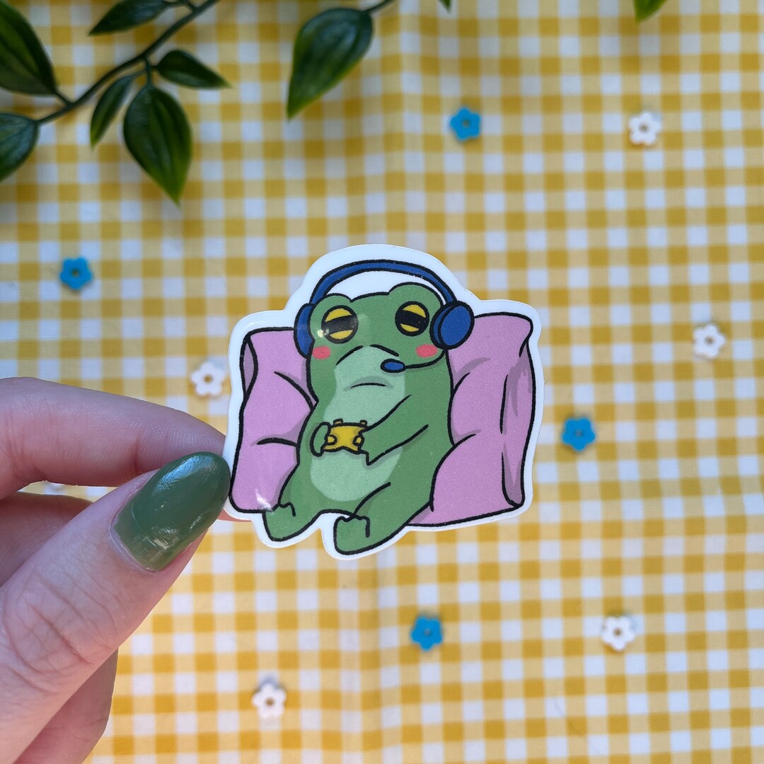 Gamer Frog Sticker Cute Video Game Gamer Frog Vinyl Diecut Sticker - Etsy