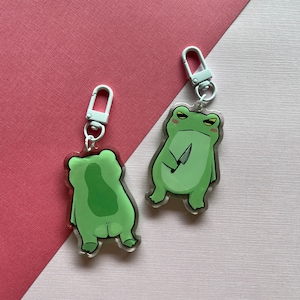 Frog With Knife Keychain | Acrylic Keychain | Cute Frog With Knife ...