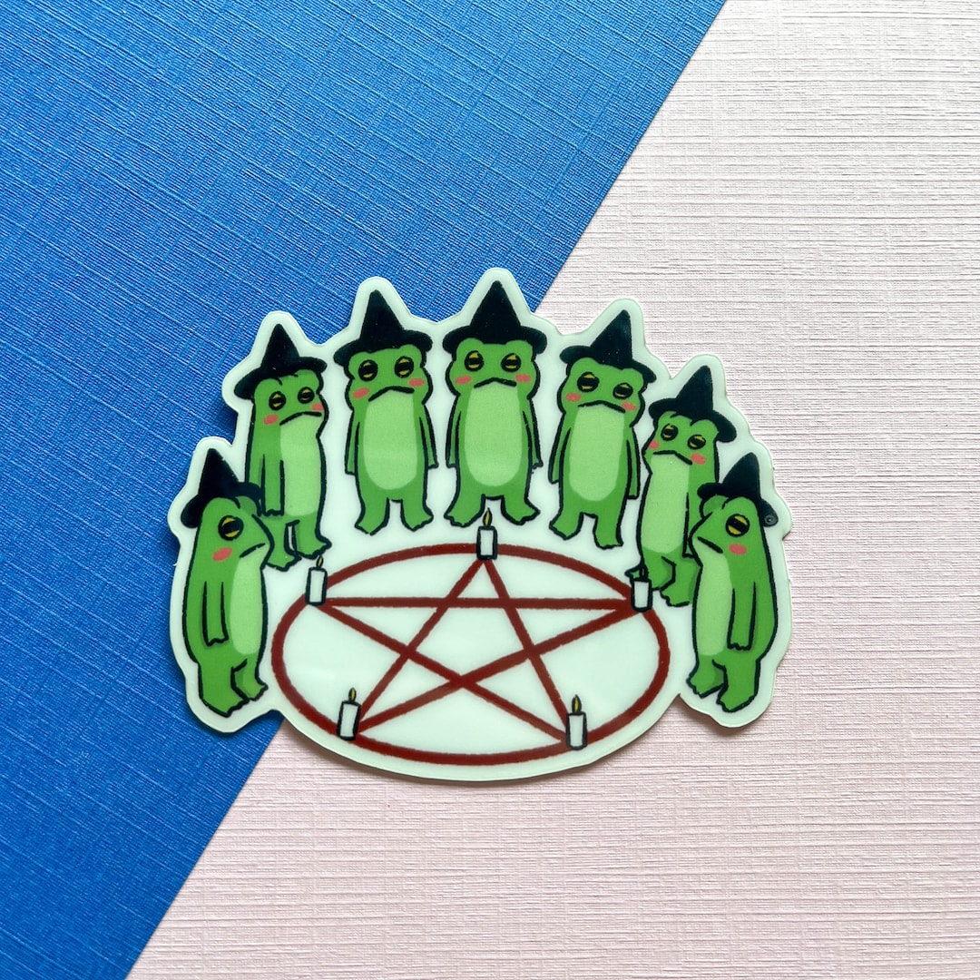 Glow in the Dark Frog Cult Sticker: Spooky Pentagram Vinyl Diecut - Etsy