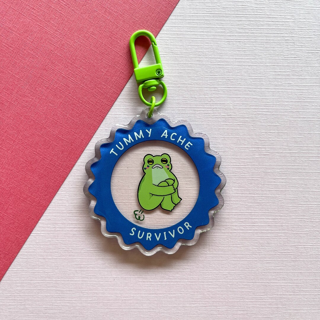 Tummy Ache Survivor Frog Keychain | Cute Acrylic Epoxy IBS Tummy Ache ...