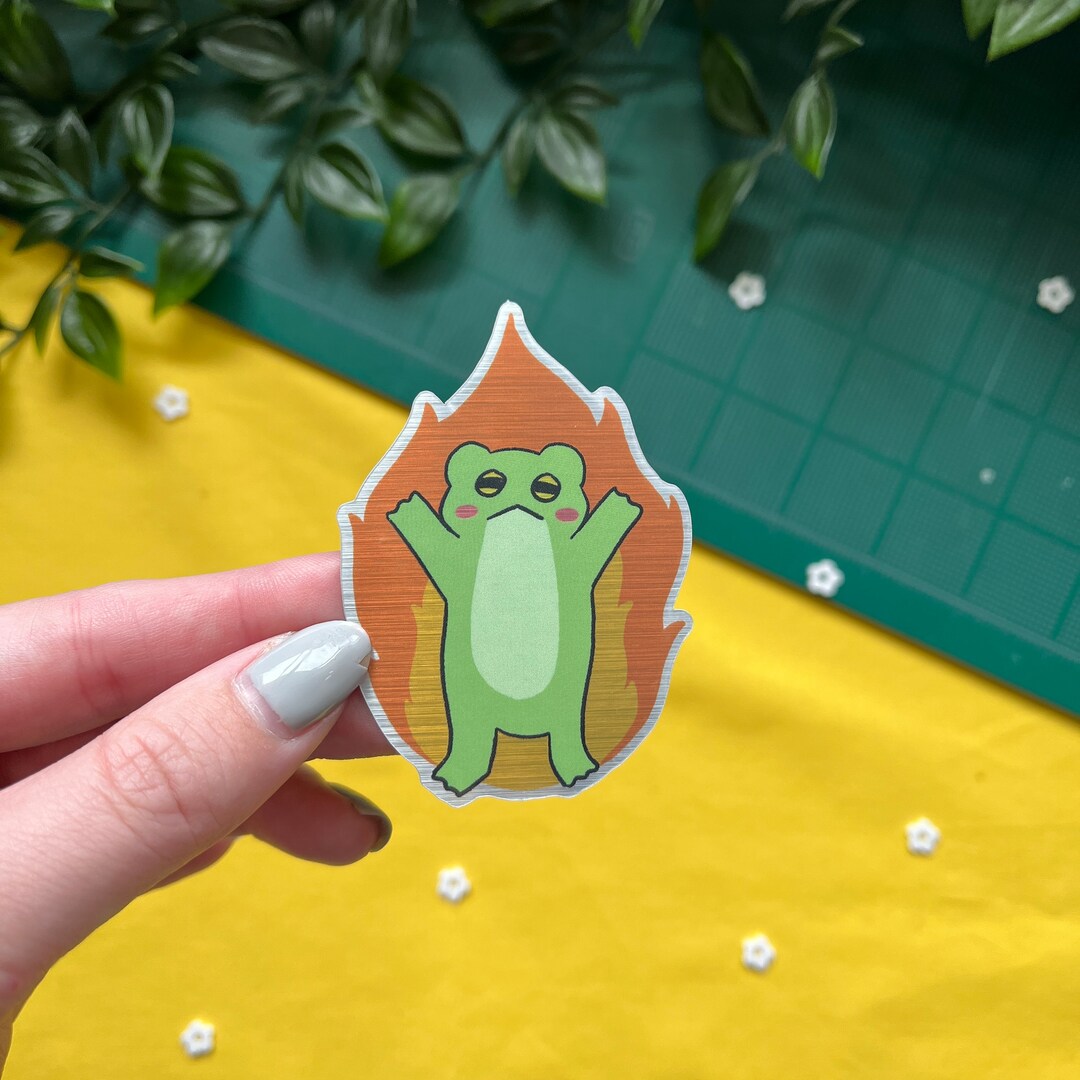 Arson Frog Brushed Alloy Sticker Cute Frog Fire Glossy Arson Aluminium ...