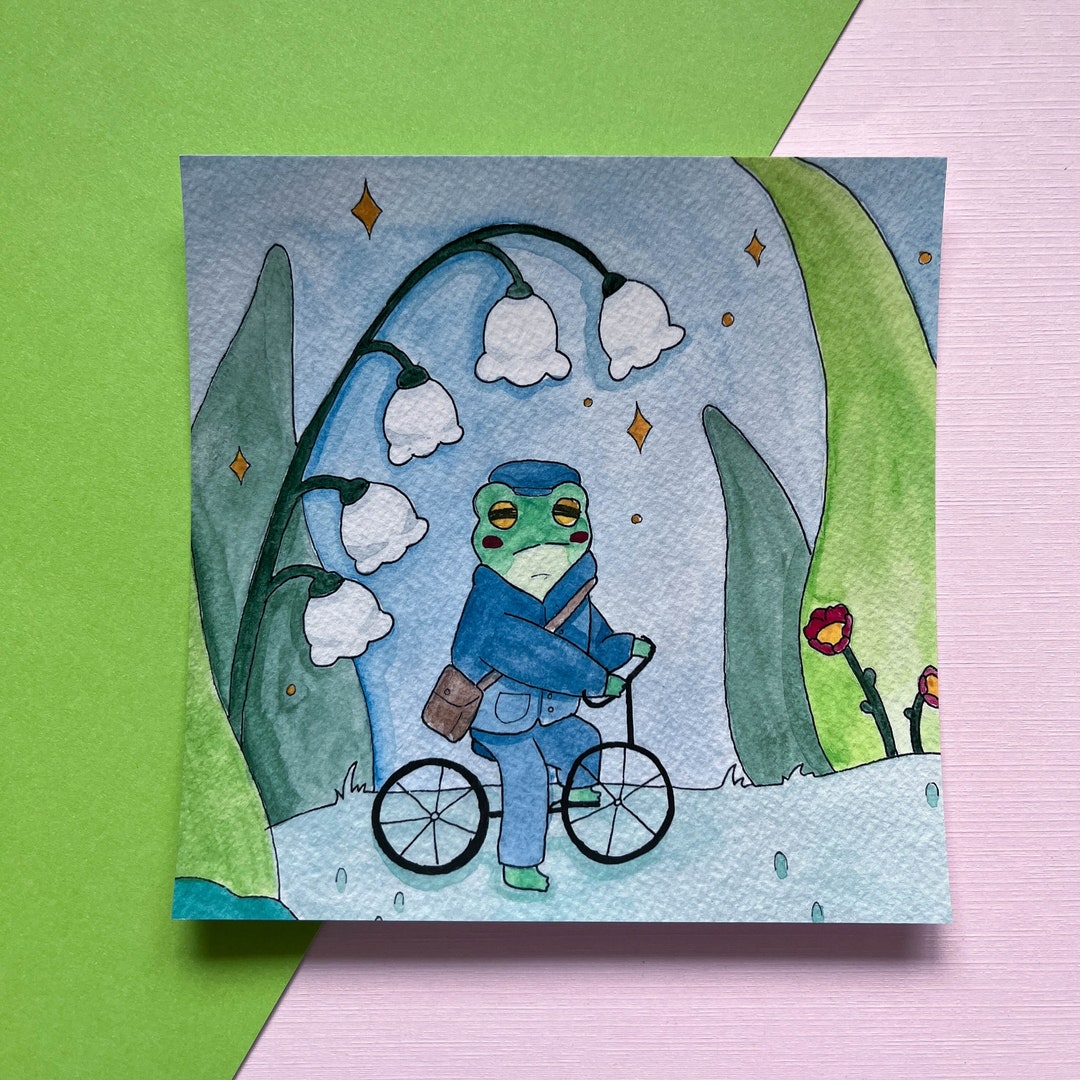 Square Frog in Garden Art Print | Cute Frog Art Print | Matte, Wall ...