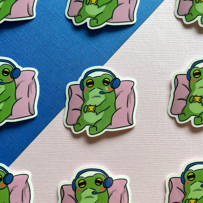 Gamer Frog Sticker | Cute Video Game Gamer Frog Vinyl Diecut Sticker - Etsy