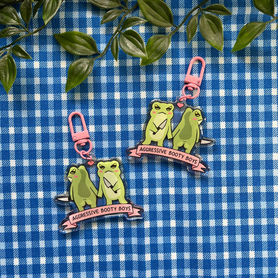 Aggressive Booty Boys Keychain Cute Frog Knife Acrylic Keychain - Etsy