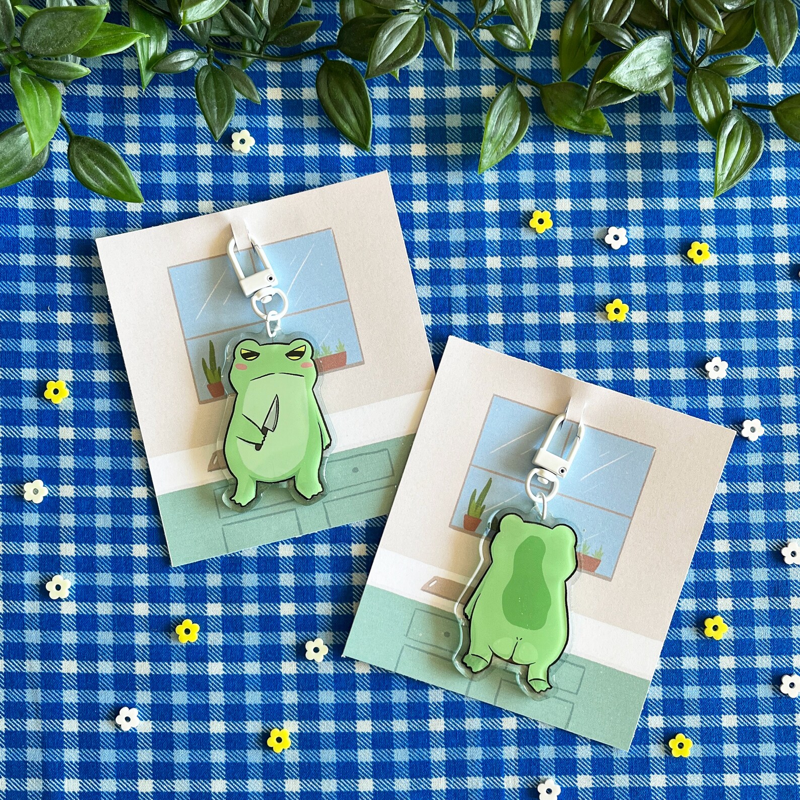 Frog With Knife Keychain Acrylic Keychain Cute Frog With - Etsy