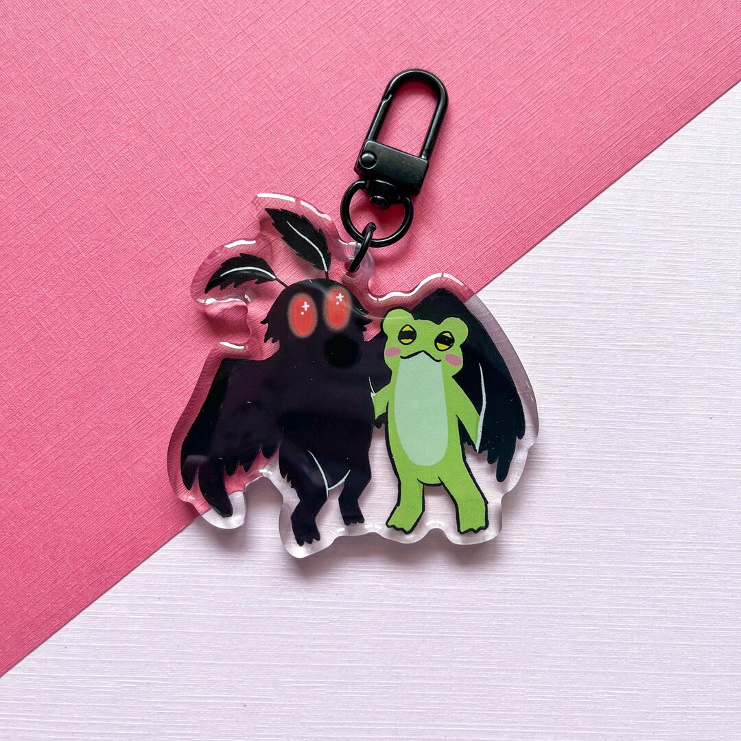 Mothman and Froggy Keychain | Acrylic Moth Man Cute Butt Frog Cryptids Halloween Keychain - Etsy