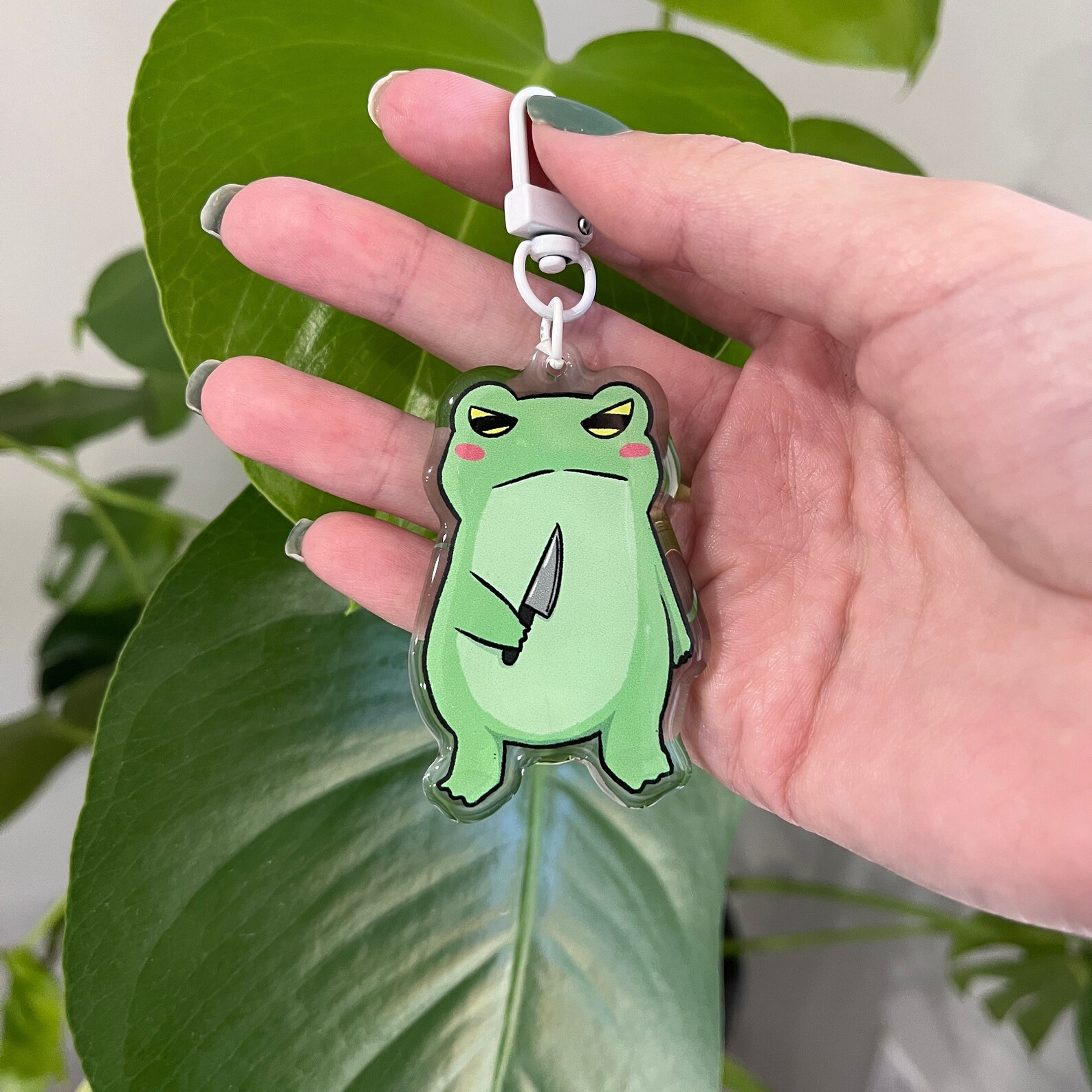 Frog With Knife Keychain Acrylic Keychain Cute Frog With - Etsy