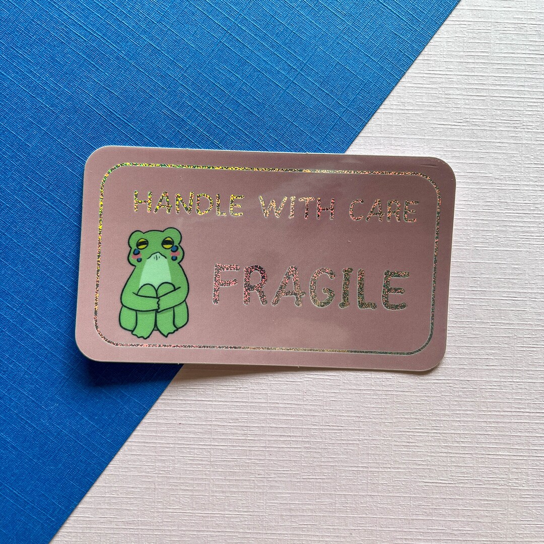 Sparkly Fragile Frog Sticker | Handle With Care Fragile Sparkly Glitter ...