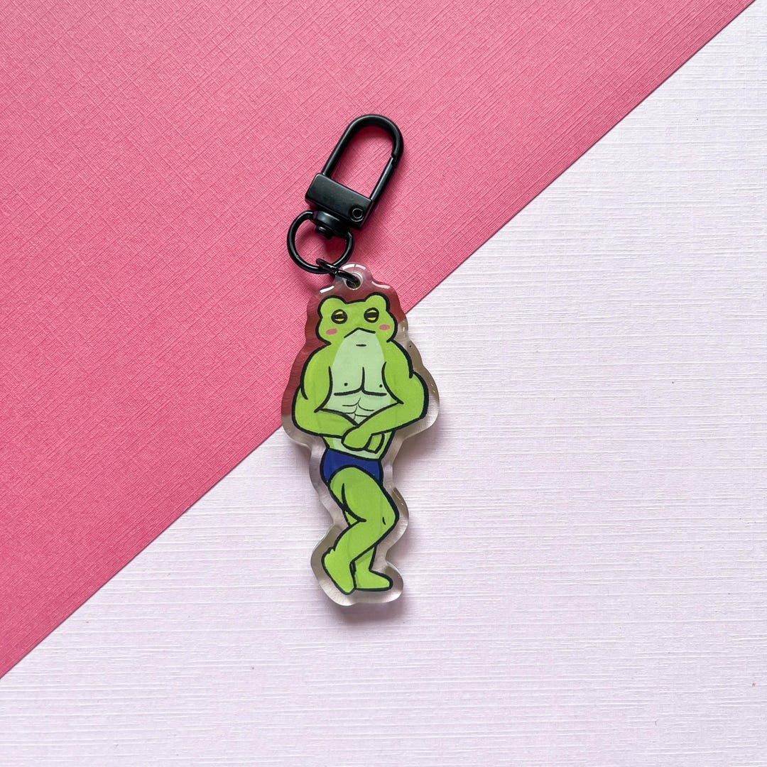 Buff Frog Acrylic Keychain: Gym Motivation Gift - Etsy