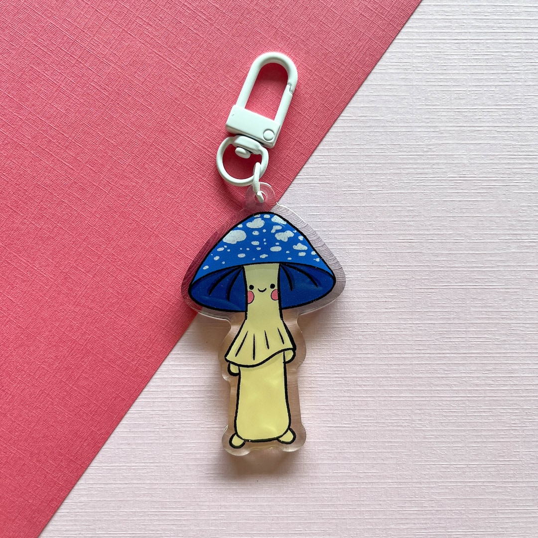 Mushroom Blob Acrylic Keychain | Cute Blue Mushroom Acrylic Keychain ...