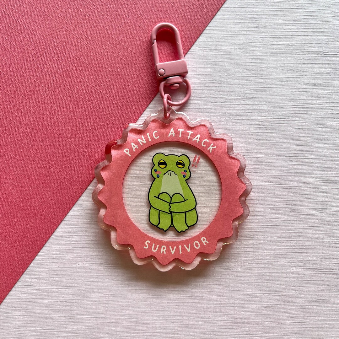 Panic Attack Survivor Frog Keychain | Cute Acrylic Panic Attack Badge ...
