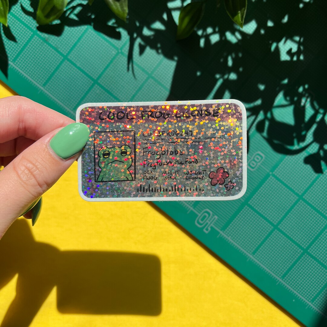 Sparkly Cool Frog License Sticker Cute Sparkle Frog Sticker - Etsy