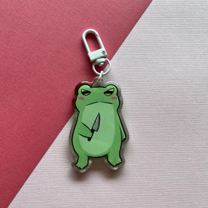 Frog With Knife Keychain | Acrylic Keychain | Cute Frog With Knife ...