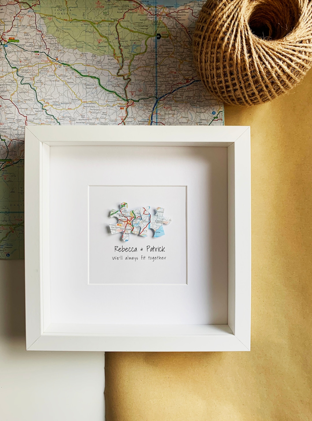 Personalized Map Jigsaw Puzzle Art: Long Distance Gift, Framed - Etsy UK