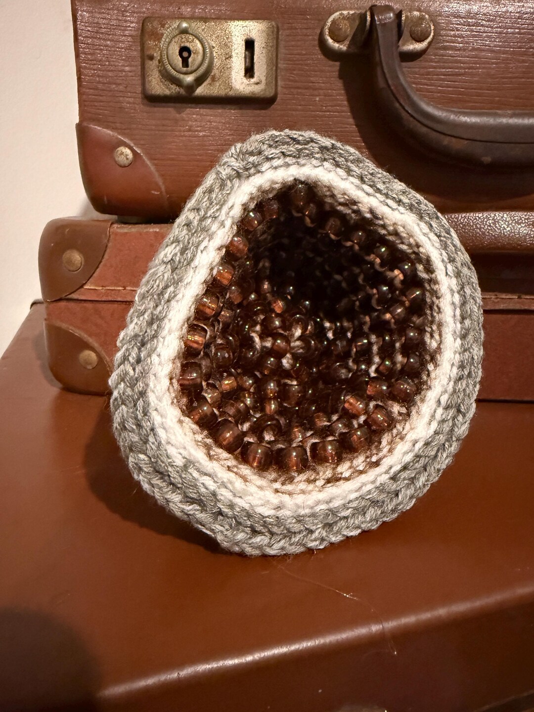 Crochet MED Geode Brown Tiger Eye Look Beaded Crochet | Crystal ...