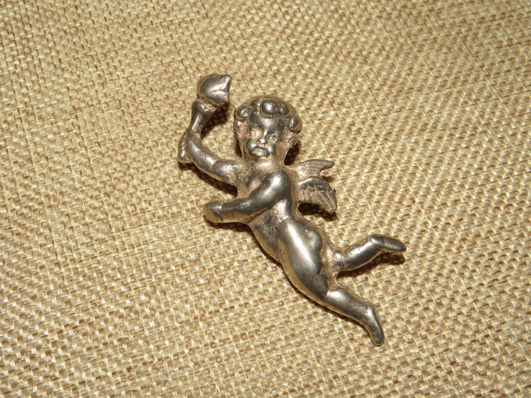 Vintage Sterling Silver Cherub Pin Brooch 18 Grams - Etsy