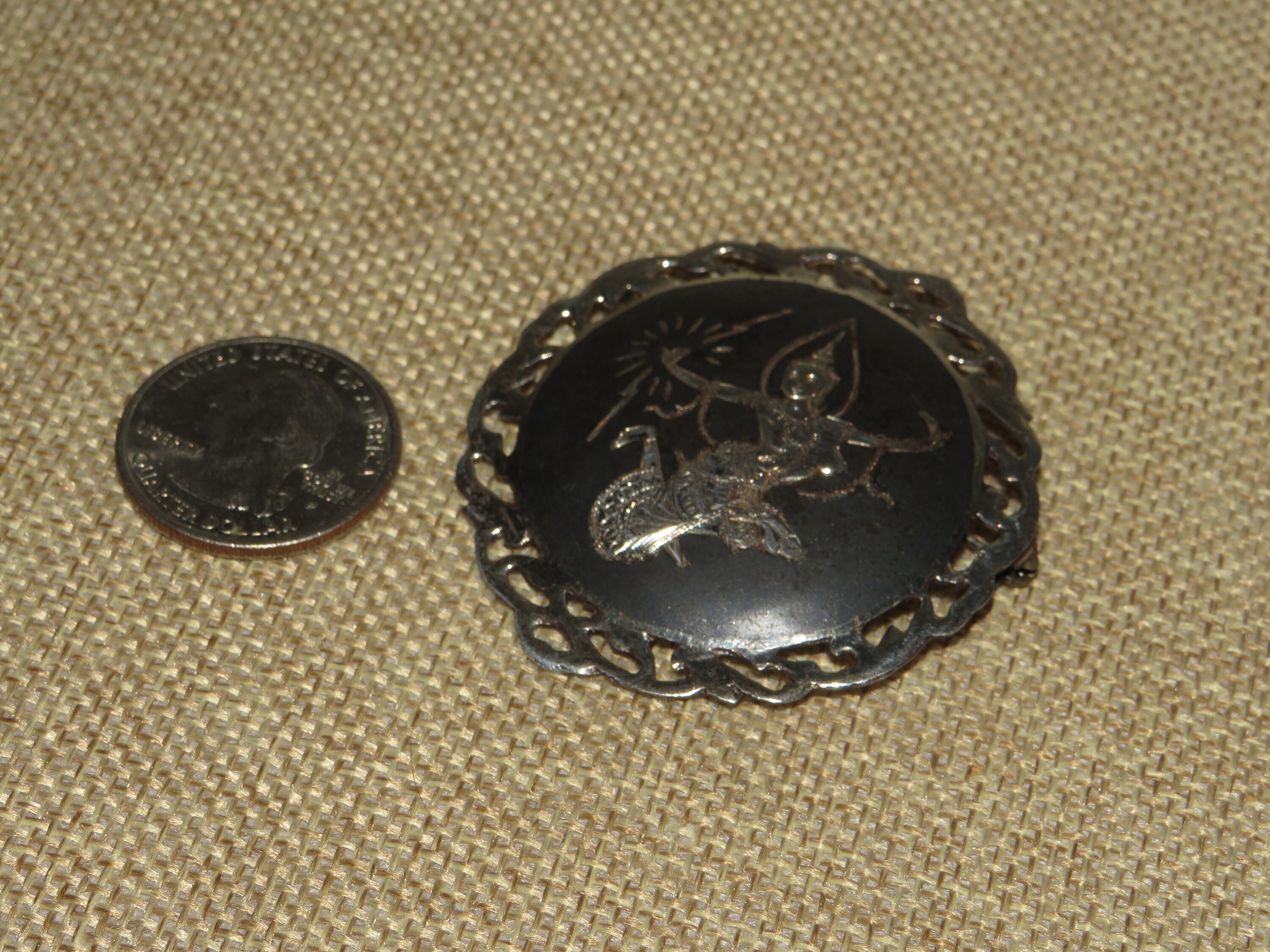 Vintage Siam Sterling Silver Round Pin Brooch - Etsy