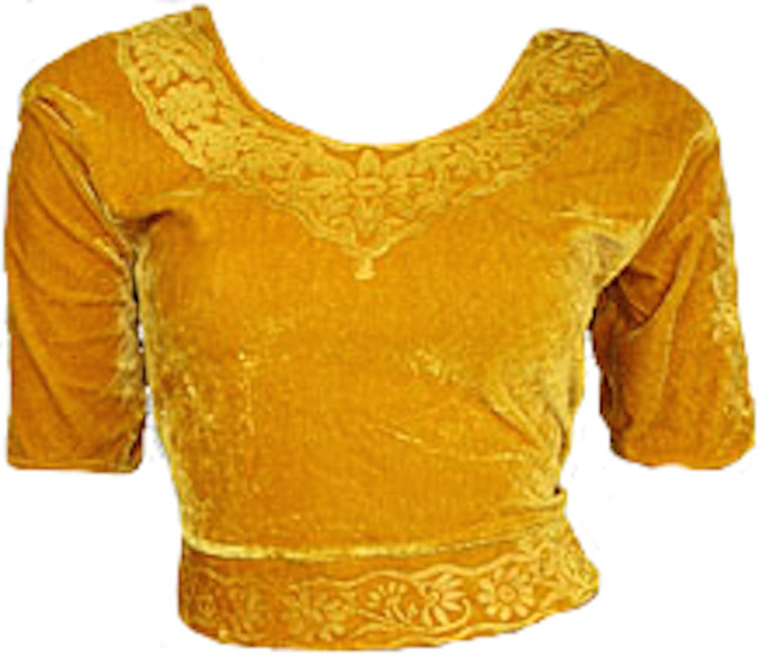 Gold Velvet Top Choli Top for Sari Size S to 3XL - Etsy